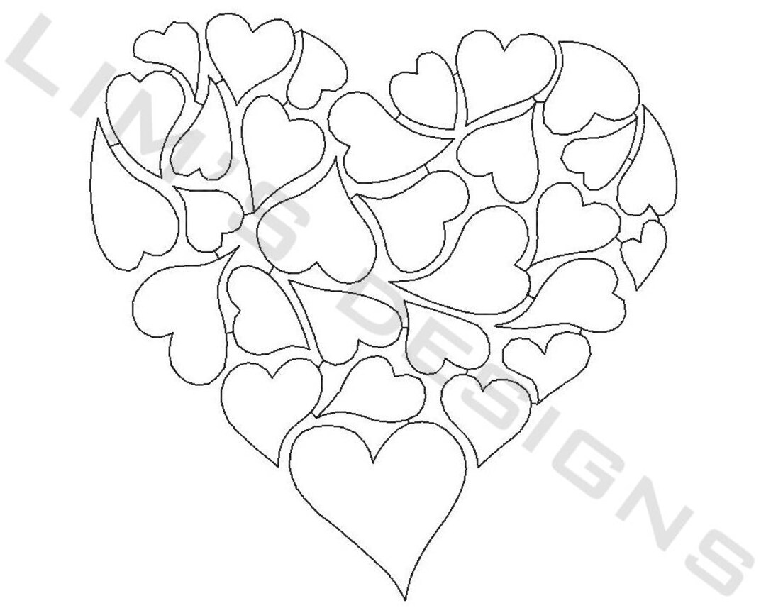 Quilting Pattern Hearts 208 5 Sizes 4x4, 5x5, 6x6, 7x7, 8x8 - Etsy