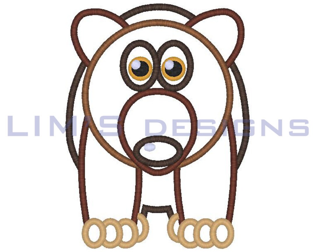Cute Bear Applique Machine Embroidery Design 3 Sizes 4x4, 5x7, 6x10 - Etsy
