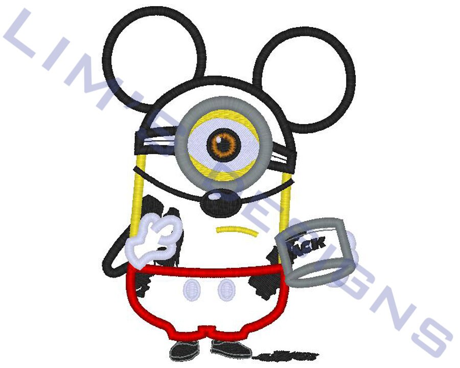 Mickey Minion Applique Machine Embroidery Design 3 Sizes - Etsy