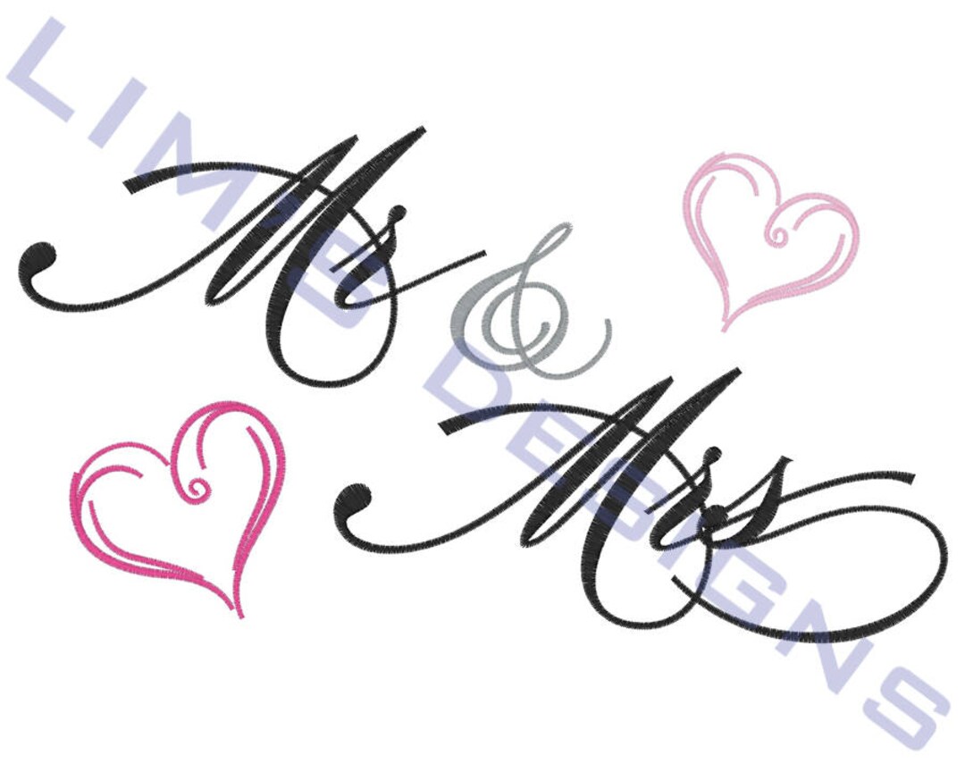 Mr & Mrs Machine Embroidery Design 3 Sizes 4x4, 5x7, 6x10 - Etsy