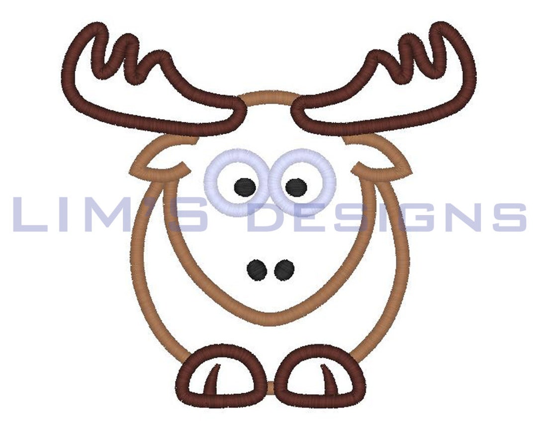 Cute Moose Applique Machine Embroidery Design 3 Sizes - Etsy