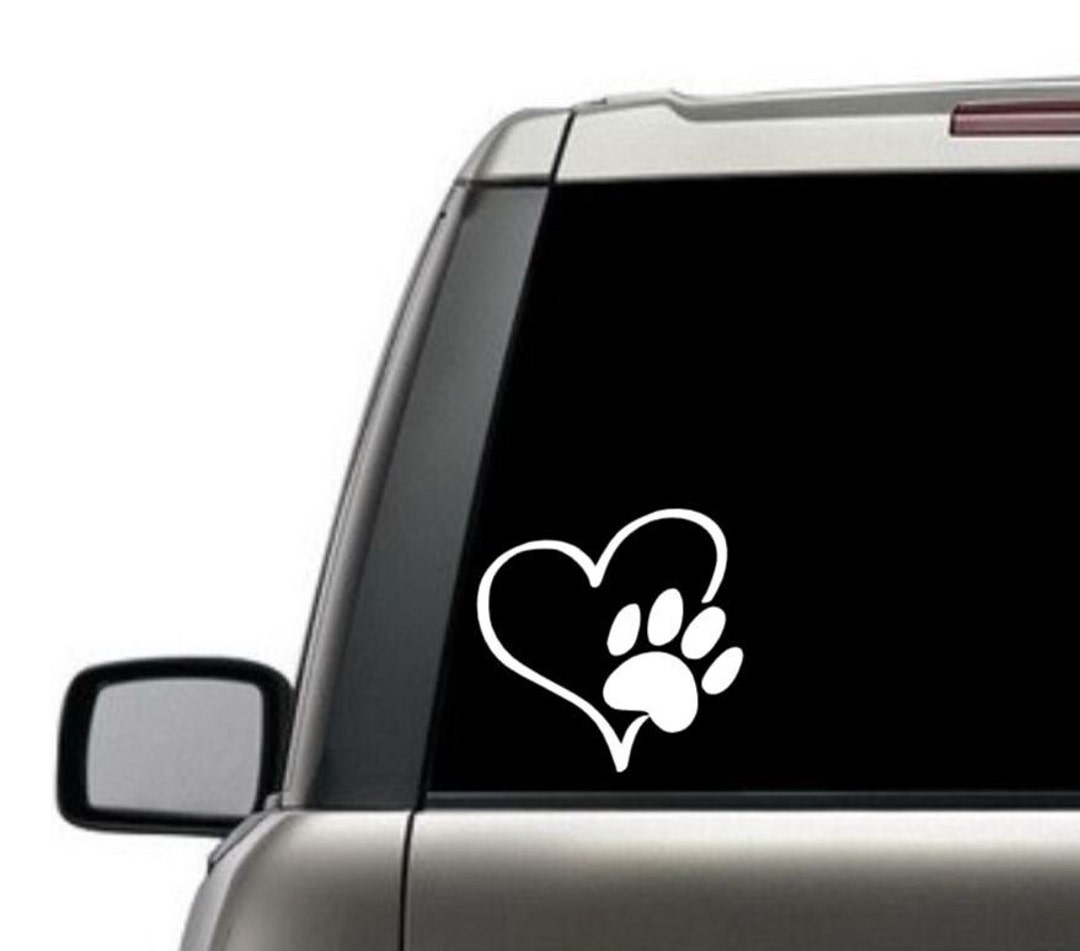 Heart Paw Print Decal / Car Window Decal / Paw Print Decal / Vinyl ...