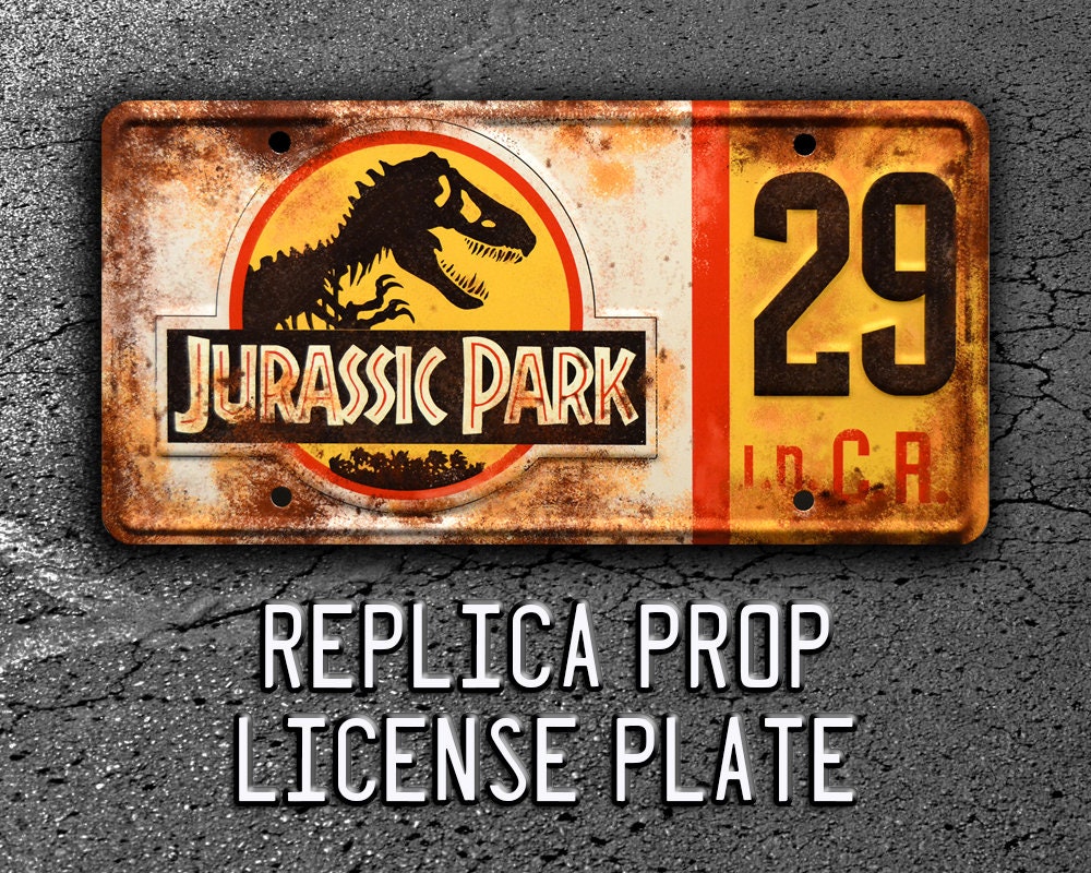 Decals Emblems Licence Frames Jurassic Park Jeep 29 License Plate decals-emblems-licence-frames-jurassic-park-jeep-29-license-plate