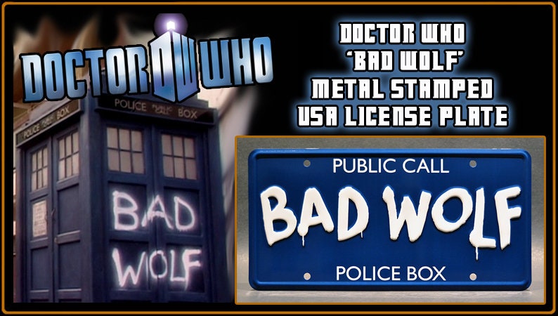 Doctor Who TARDIS BAD WOLF Metal Stamped Vanity License | Etsy