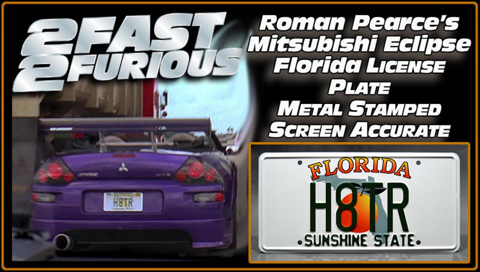2 Fast 2 Furious Romes Eclipse H8TR Metal Stamped | Etsy