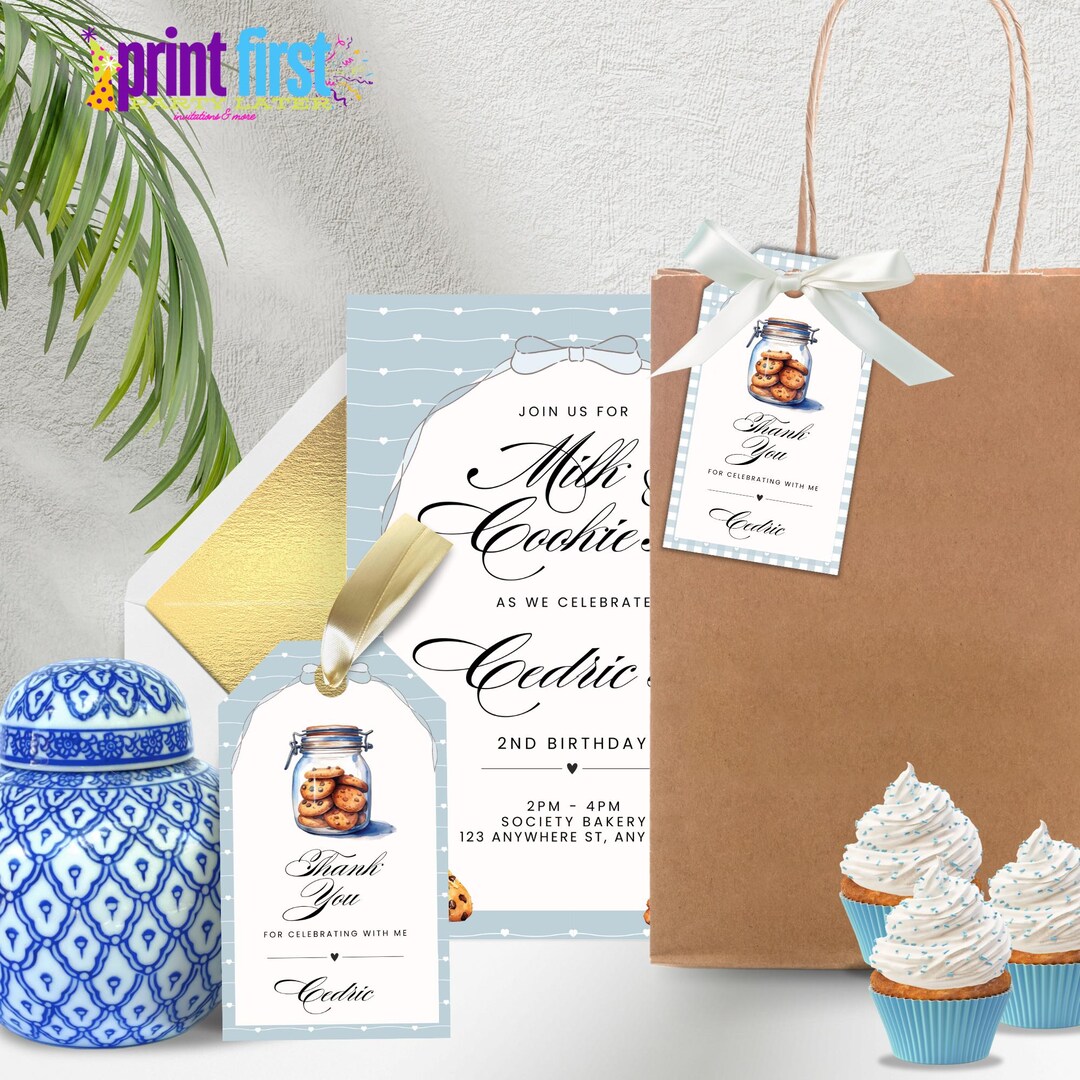 Milk and Cookies Gift Tag | 1st 2nd 3rd Party Party | Editable ...