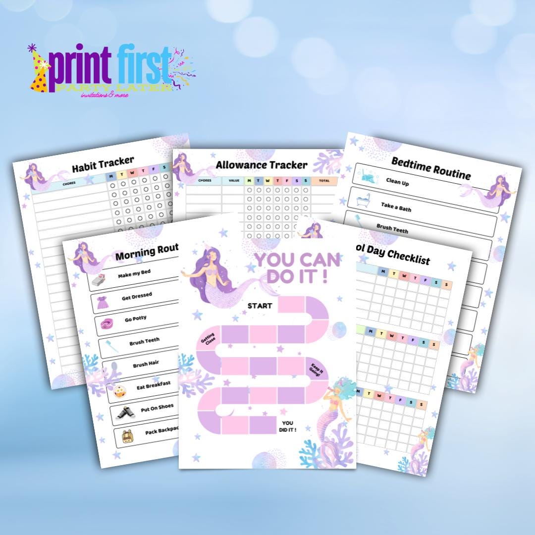 Mermaid Reward Chart BUNDLE | Printable Charts | Daily Habit Tracker ...
