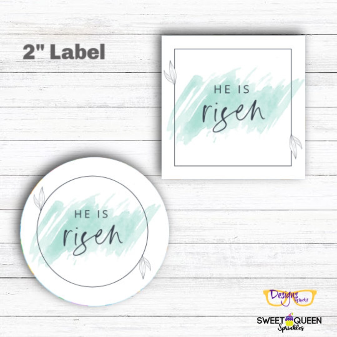 He is Risen Easter Tag Label Sticker Cupcake Topper | 2 Pack | Print at ...