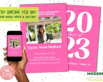 Pink Graduation Party Template - Etsy