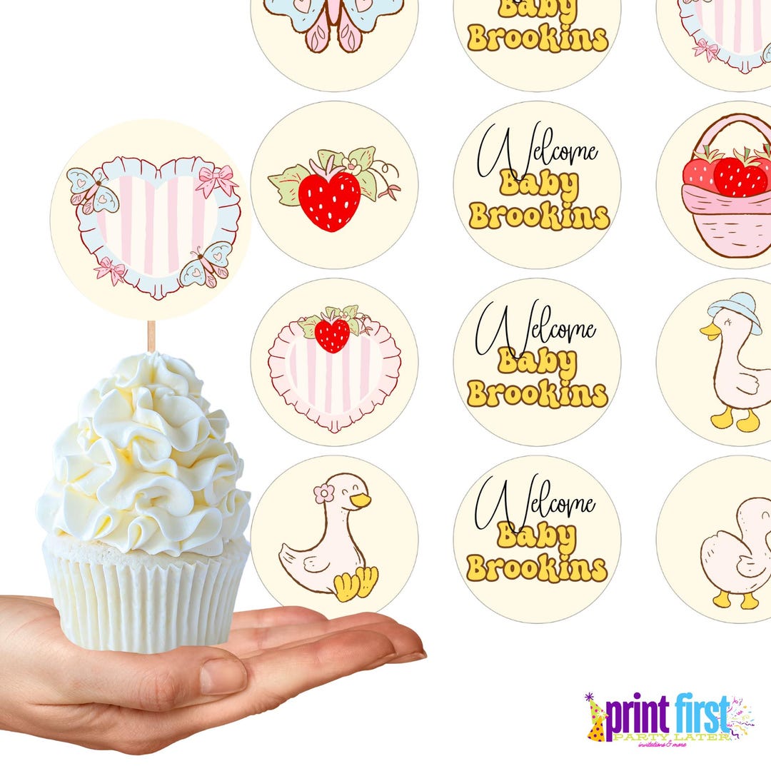 A Silly Little Goose Custom Cupcake Topper | Gender Neutral Baby Shower Sticker | Editable 2 ...