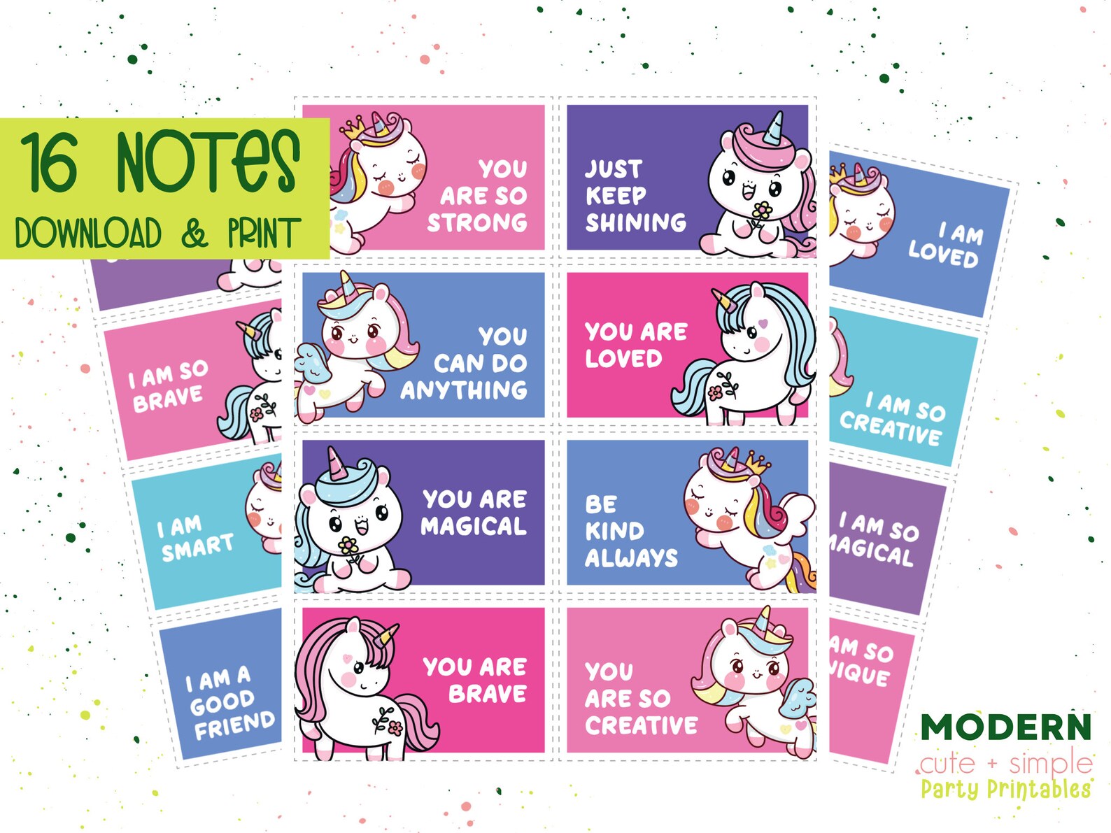 16 Printable Unicorn Lunch Box Notes for Kids | Printable Digital ...