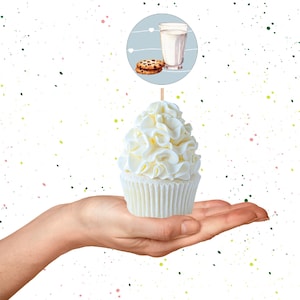 Milk and Cookies Cupcake Topper | 1st 2nd 3rd Party Toppers | Editable ...