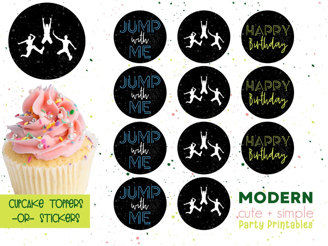 Jump Party Cupcake Topper Printable | Party Invite | Jump Bounce Play ...