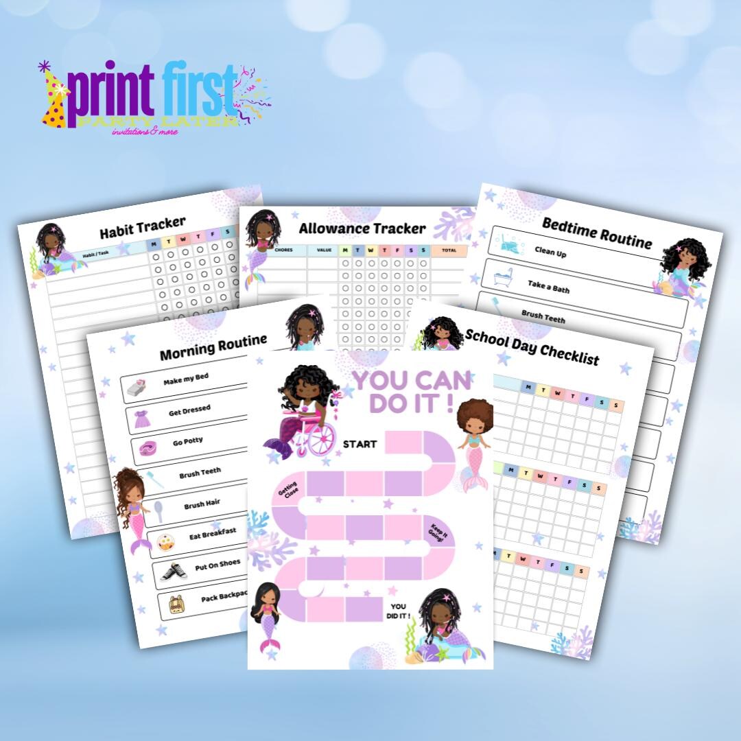 Mermaid Reward Chart BUNDLE | Printable Charts | Daily Habit Tracker ...