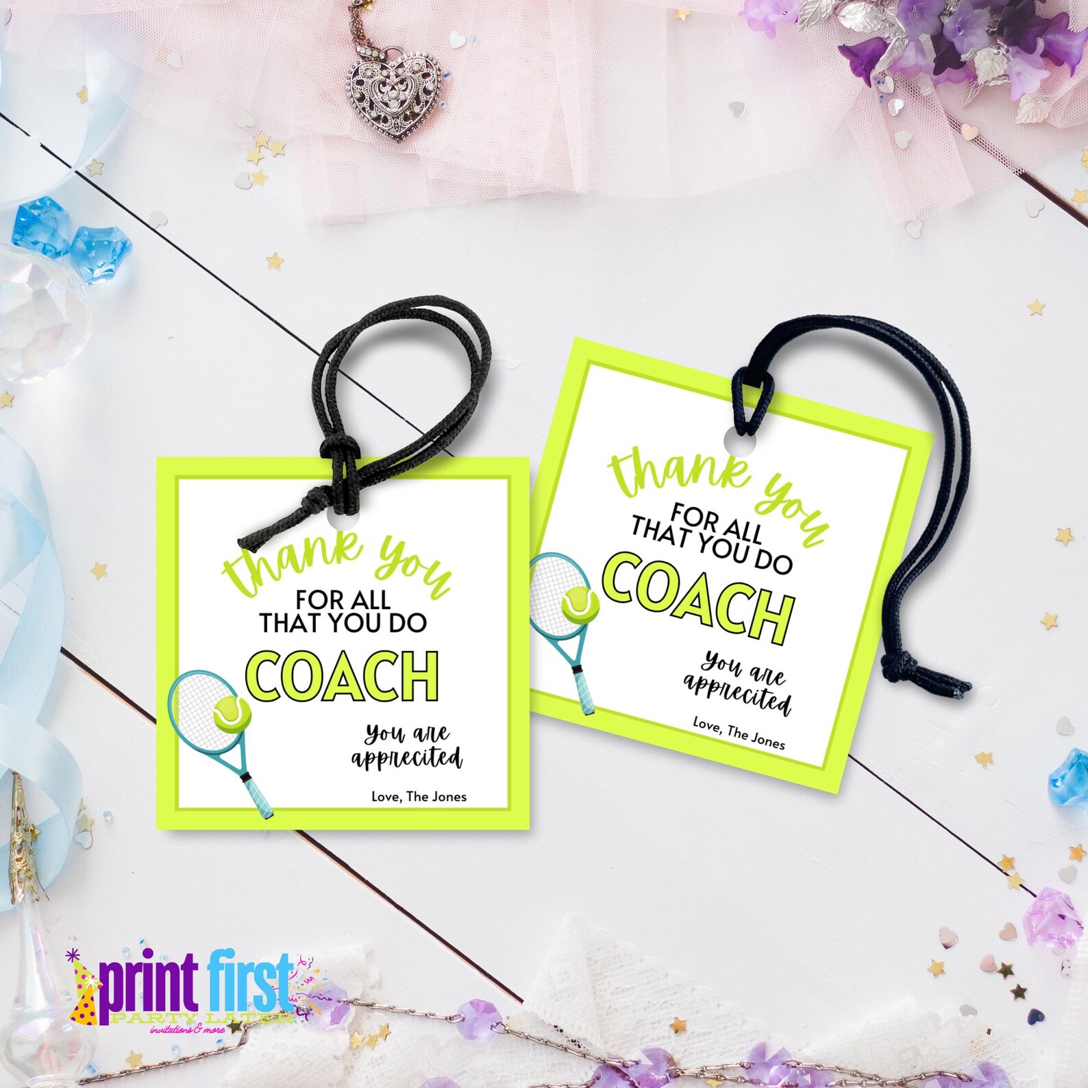 Thank You Coach Tennis 2" X 2 - Coach Gift Tag | School Appreciation ...