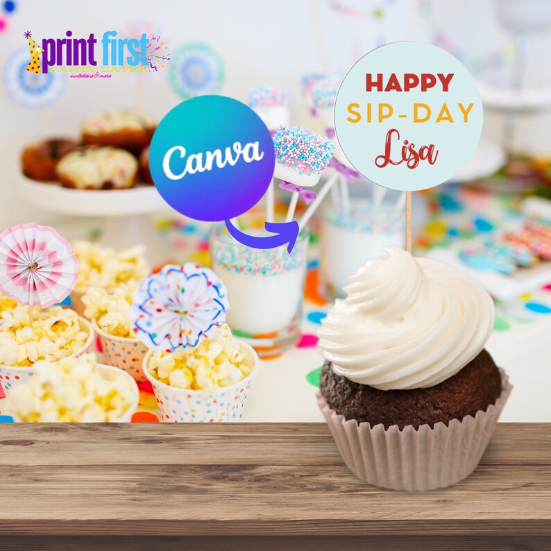 Charcuterie Sips and Dip Cupcake Toppers 2" Rounds | Bridal Baby ...