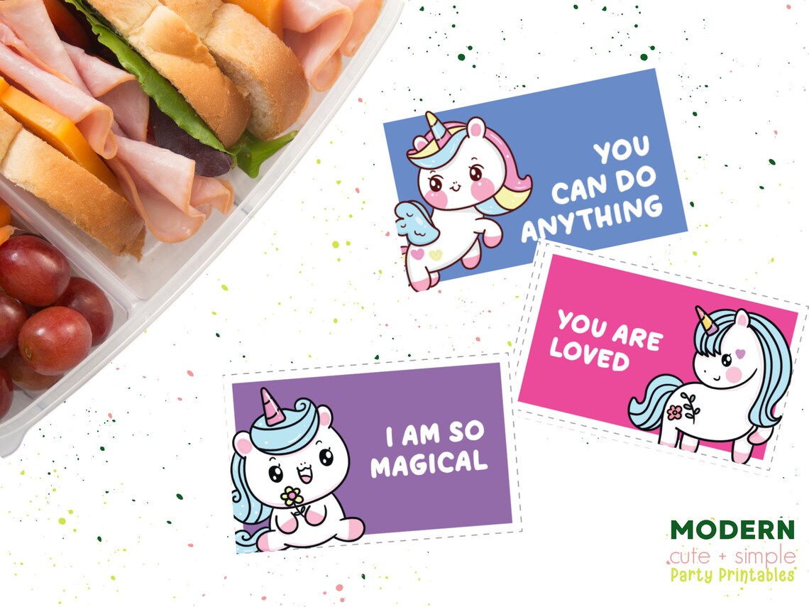 16 Printable Unicorn Lunch Box Notes for Kids | Printable Digital ...