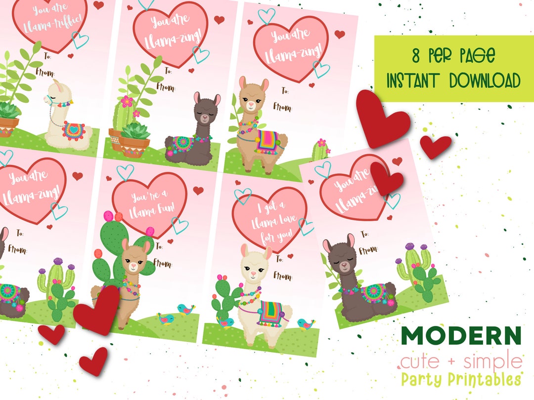 Llama Drama Valentines Day Printable Cards | School Gift Card ...