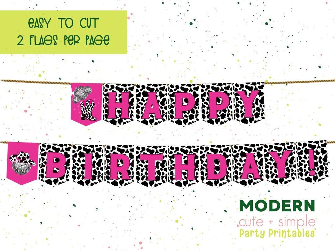Disco Dolly Cowgirl Birthday Banner | Digital Party Banner | Garland ...