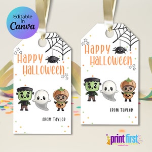 3 Ghouls Halloween Tags | Boo Tag | Trick or Treat Label | Editable ...