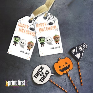 3 Ghouls Halloween Tags | Boo Tag | Trick or Treat Label | Editable ...