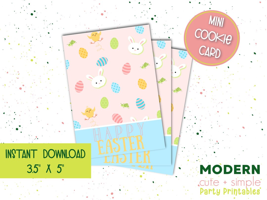 Happy Easter Bunny Egg Chick Mini Cookie Card - 3,5" X 5" Pâques ...