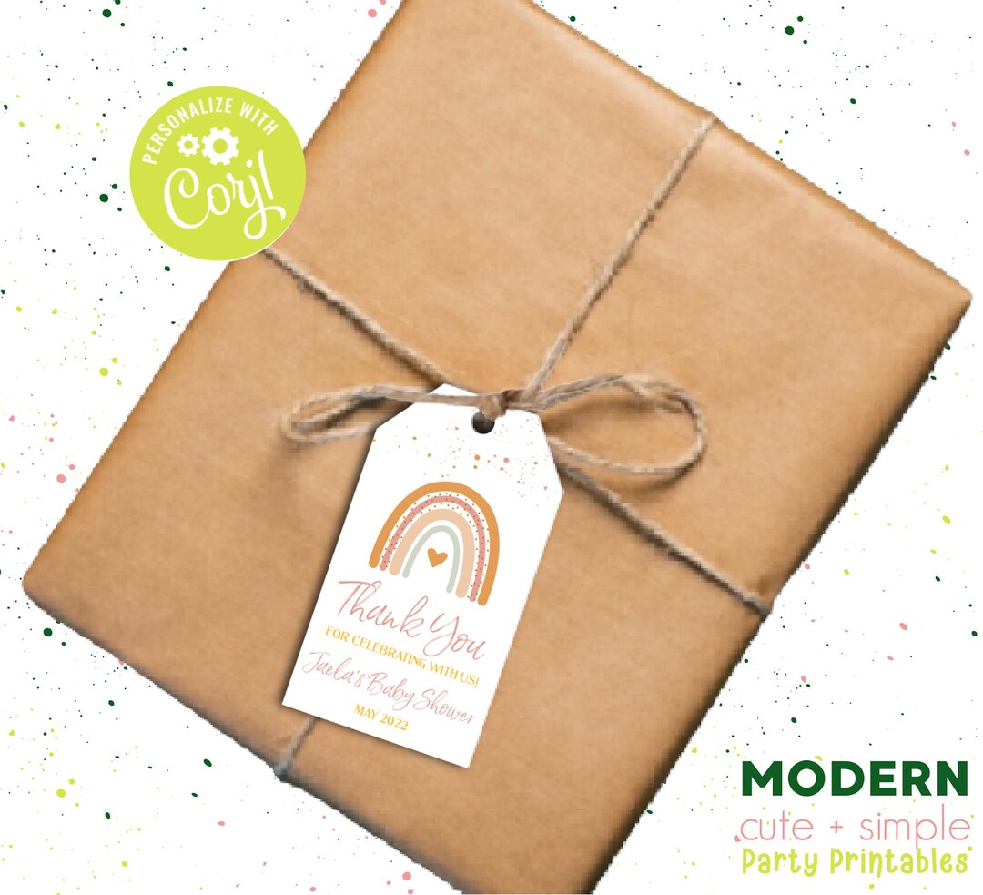 Boho Modern Rainbow Gift Tag | Editable, Personalize and Print at Home ...
