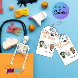 3 Ghouls Halloween Tags | Boo Tag | Trick or Treat Label | Editable ...