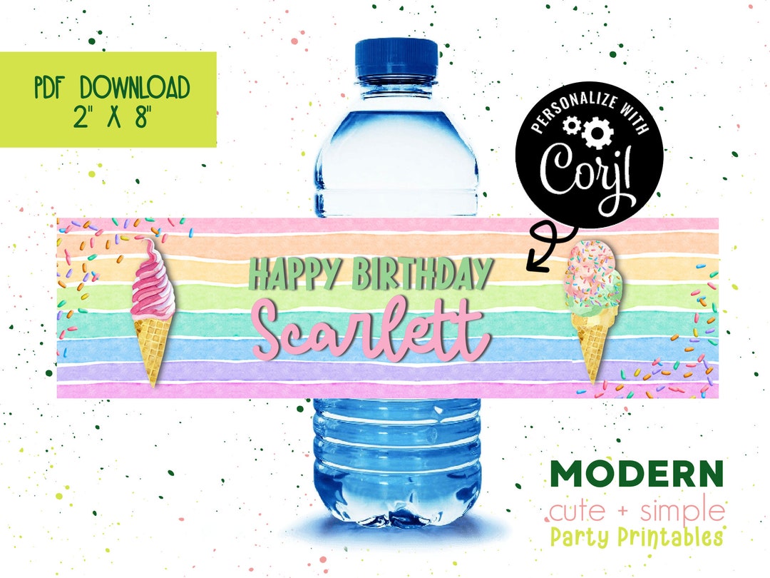 Froyo Frozen Yogurt Party Water Bottle Cover Label | Froyo Birthday ...
