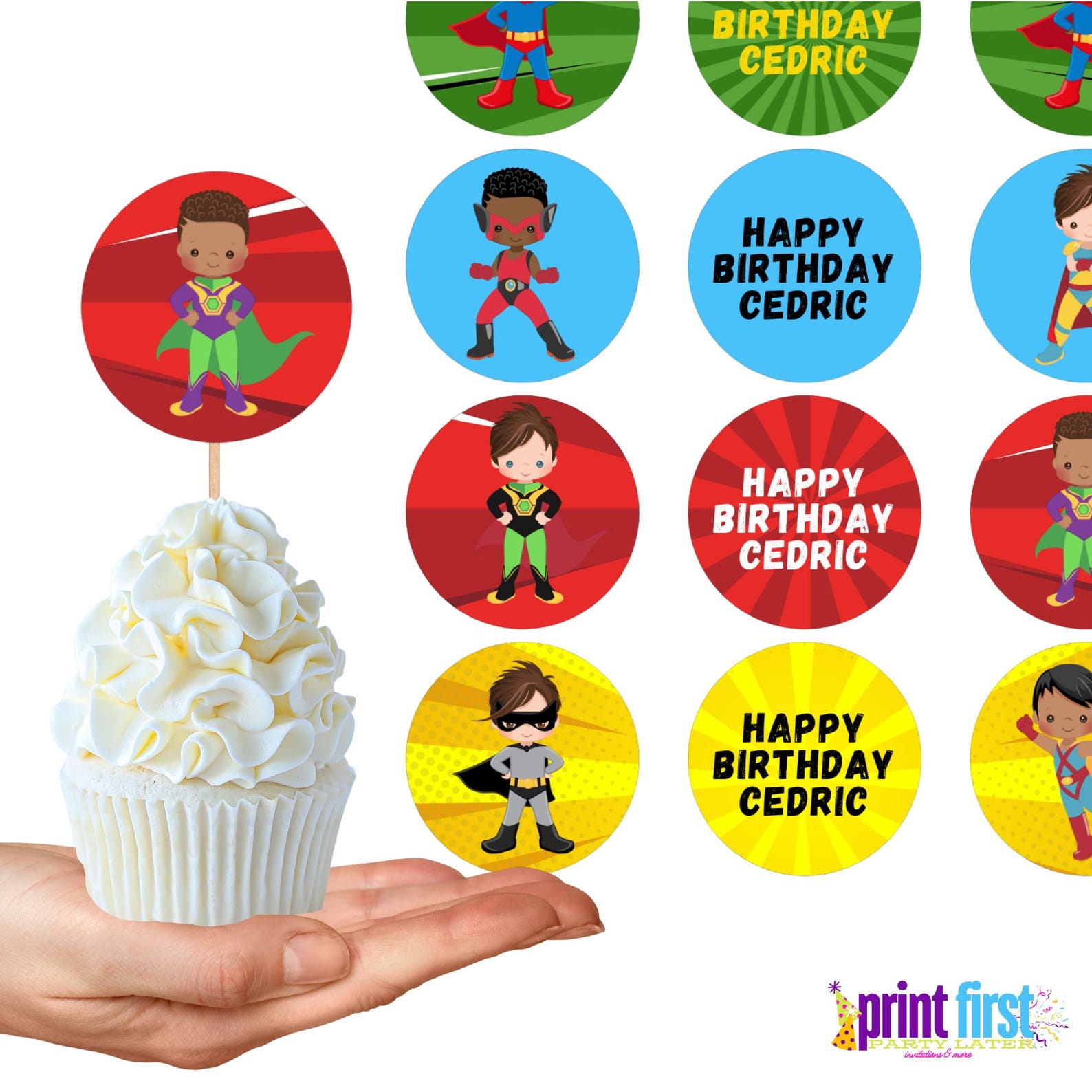 Calling All Superheroes Custom Cupcake Toppers | Superhero Party ...