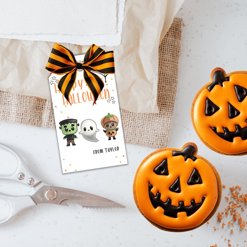 3 Ghouls Halloween Tags | Boo Tag | Trick or Treat Label | Editable ...