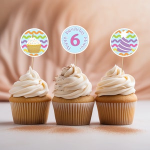 Ric Rac Party Cupcake Toppers Printable | Pastel Cute Zig Zag ...