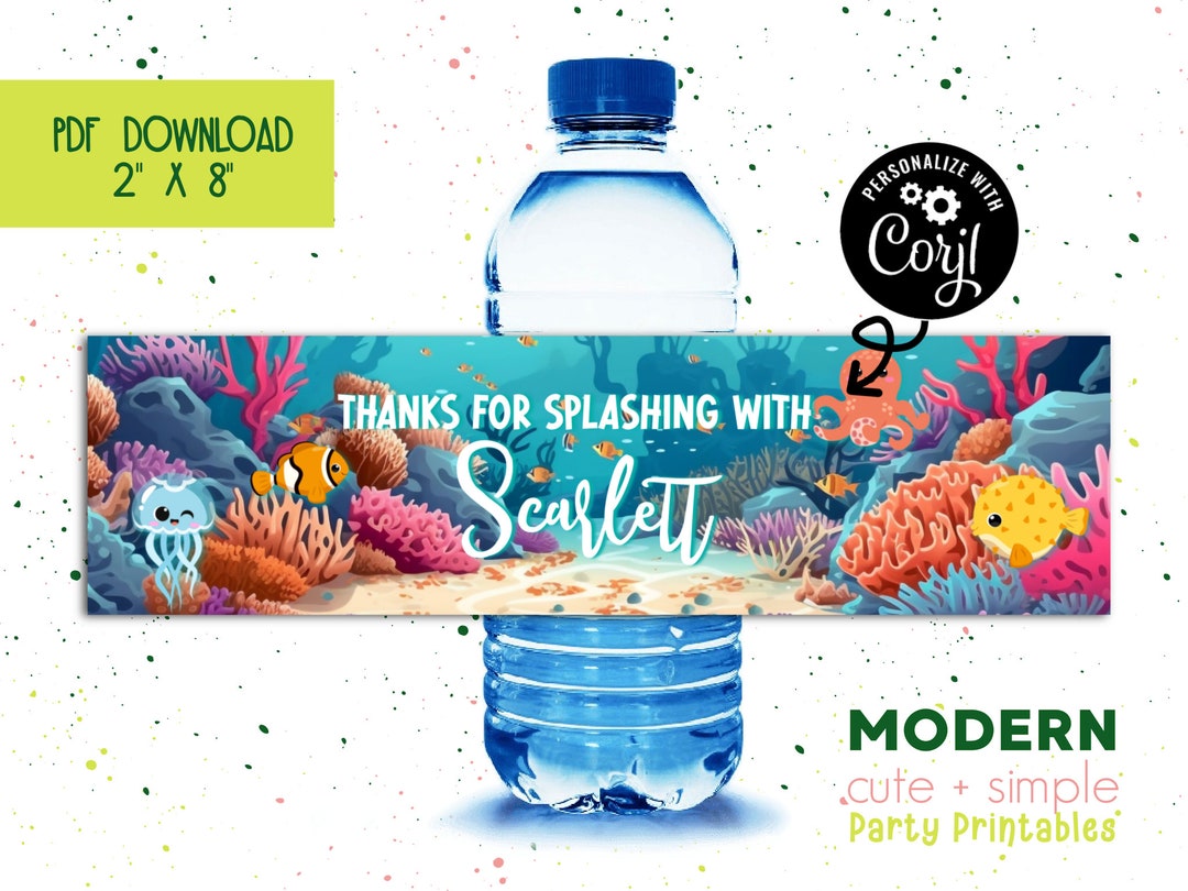 Under the Sea Ocean Water Bottle Label | Ocean Sea Creature Party ...