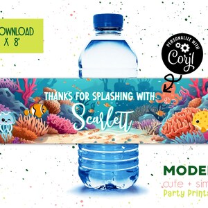 Under the Sea Ocean Water Bottle Label | Ocean Sea Creature Party ...
