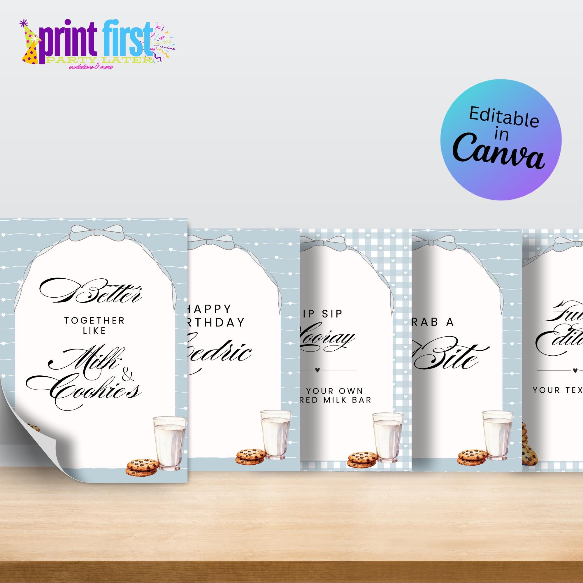 Milk and Cookies Table Sign | 1st 2nd 3rd Party Party | Editable ...