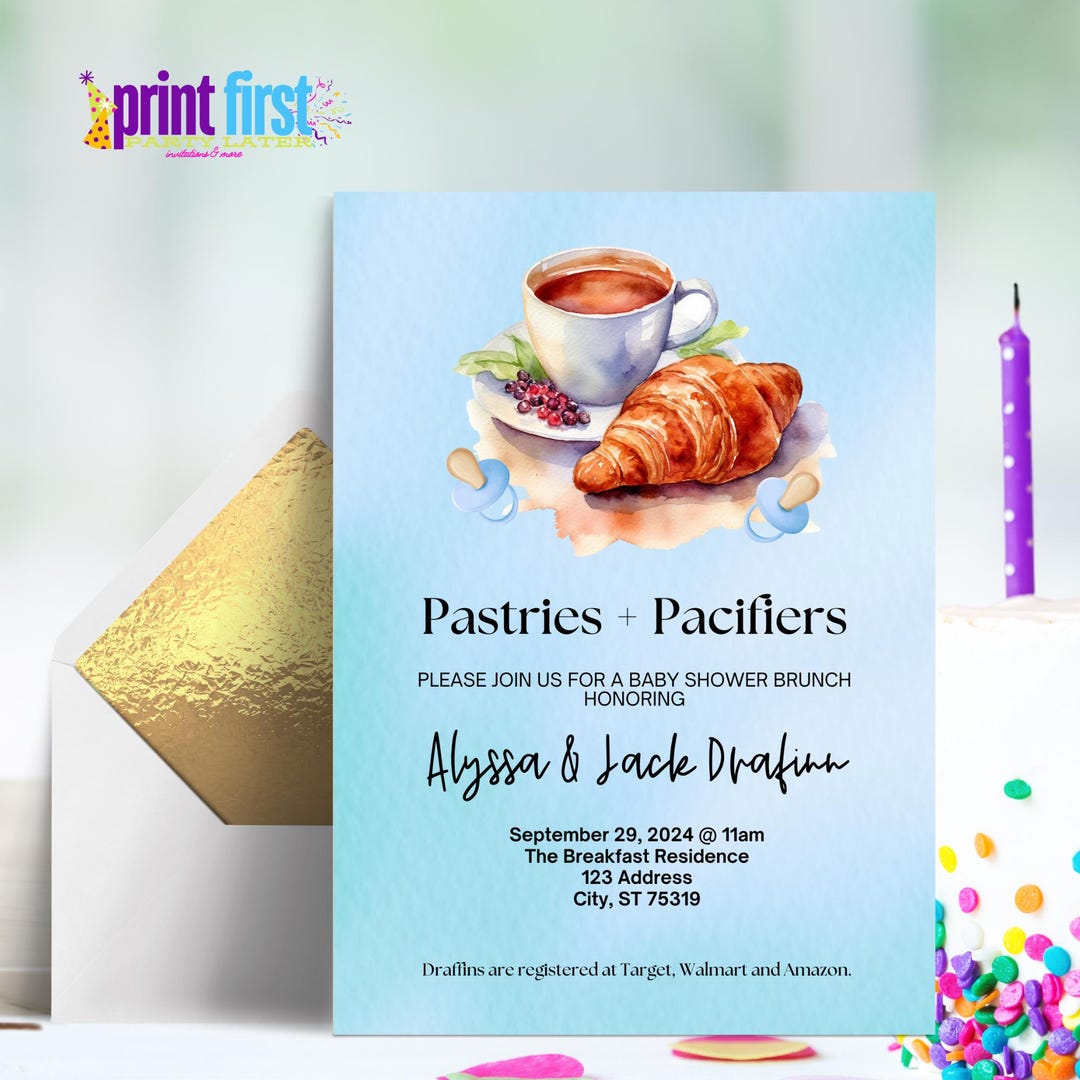 Baby Shower Brunch Invitation | Pastries + Pacifiers Party Invite ...