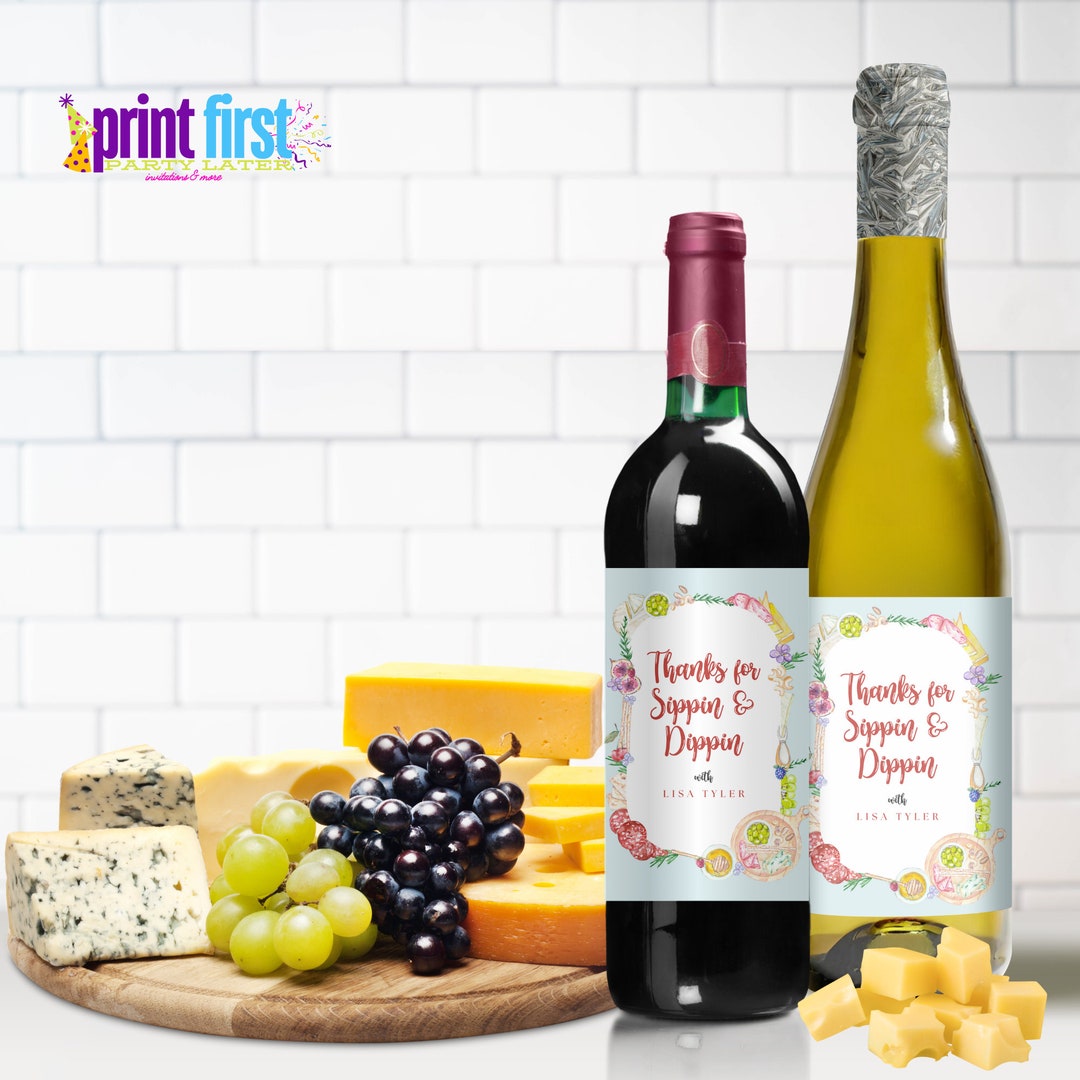Charcuterie Sips and Dip Wine Label | Bridal Baby Wedding Shower ...
