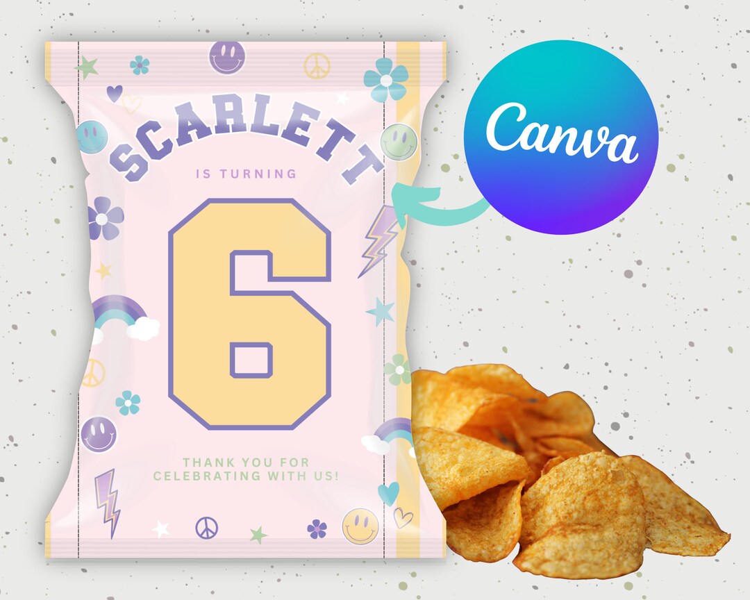 Stoney Clover Party Chip Bag | Modern Pastel Birthday Personalized Chip ...