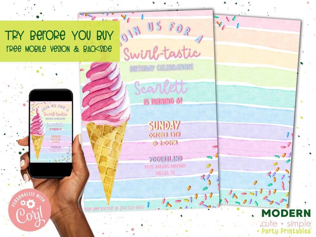 Froyo Frozen Yogurt Party Invitation | Froyo Birthday Celebration ...