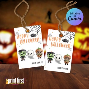 3 Ghouls Halloween Tags | Boo Tag | Trick or Treat Label | Editable ...