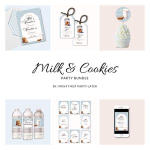 Milk and Cookies Blue Party BUNDLE | 1st 2nd 3rd Party | Editable ...