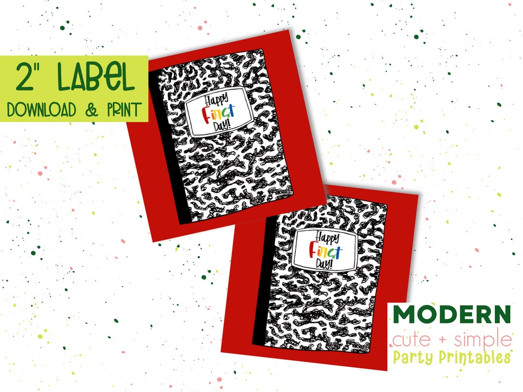 Back to School Composition Tag | Lunch Box Note Label 2"x2" SQUARE ...