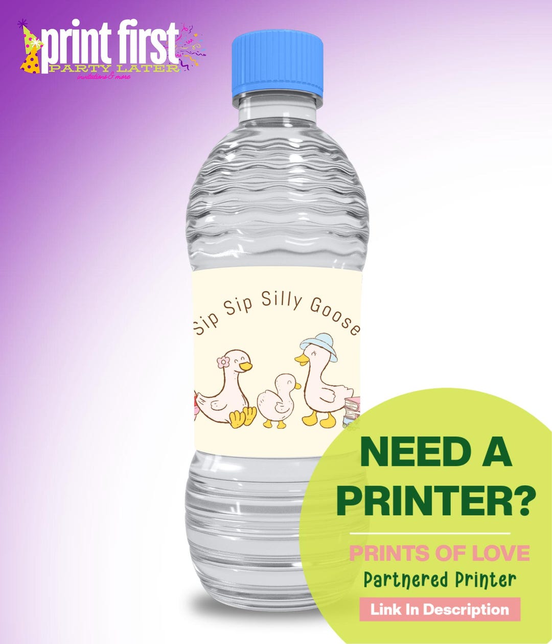 A Silly Little Goose Party Water Bottle Label | Gender Neutral Books ...