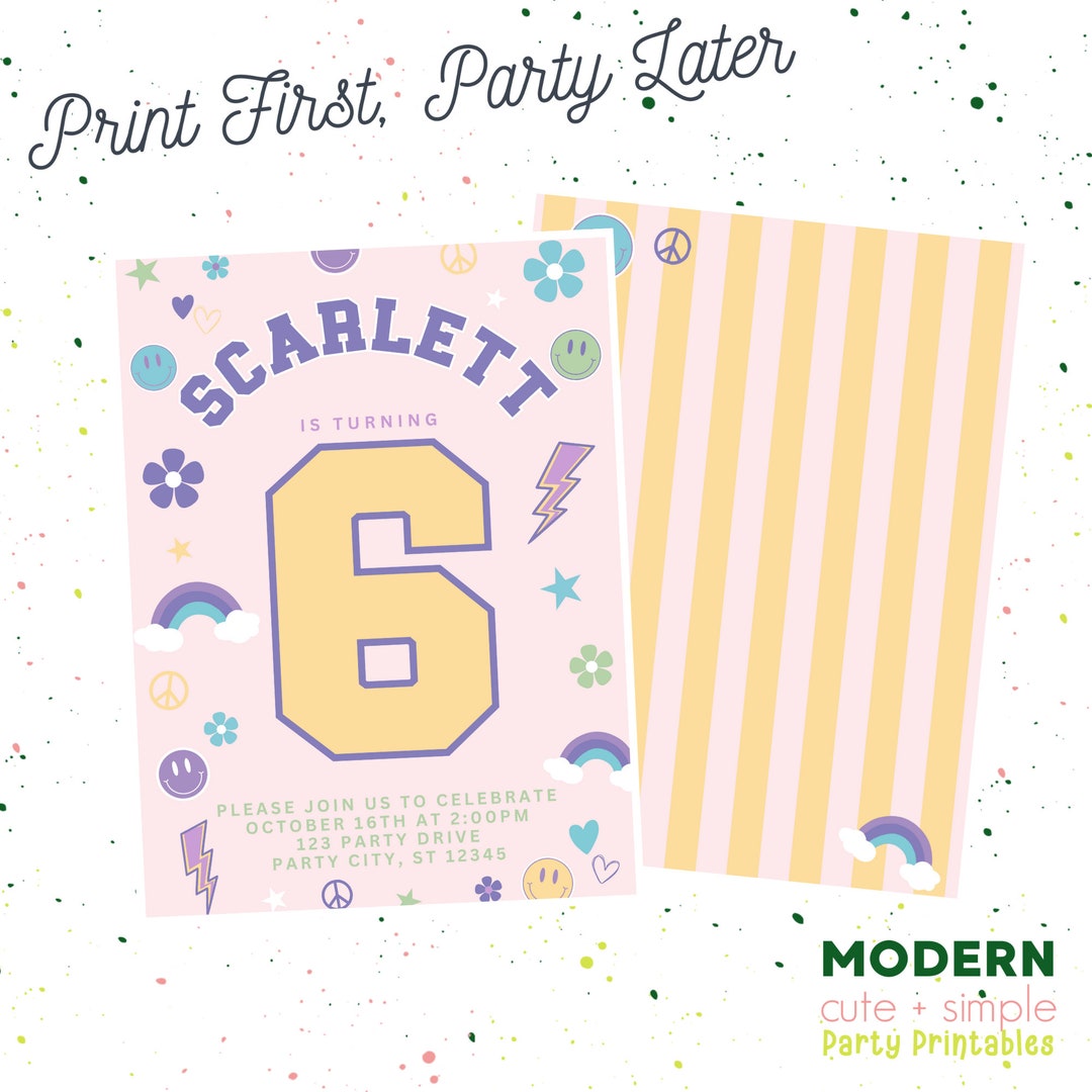 Stoney Clover Preppy Party Invitation | Pastel Cute Invite | Editable ...