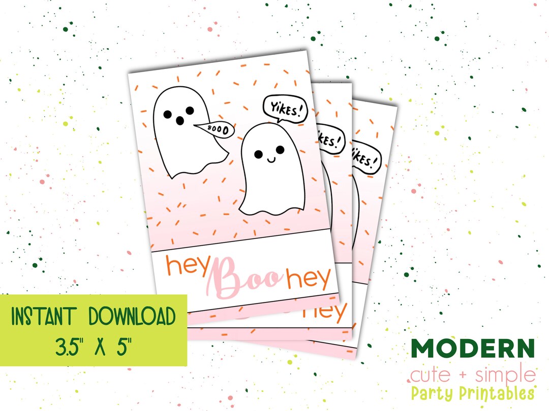 Hey Boo Hey Halloween Spooky Ghost Cookie Card - 3,5 "x 5" - Étiquette ...