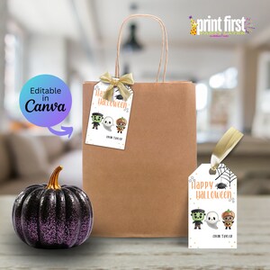 3 Ghouls Halloween Tags | Boo Tag | Trick or Treat Label | Editable ...