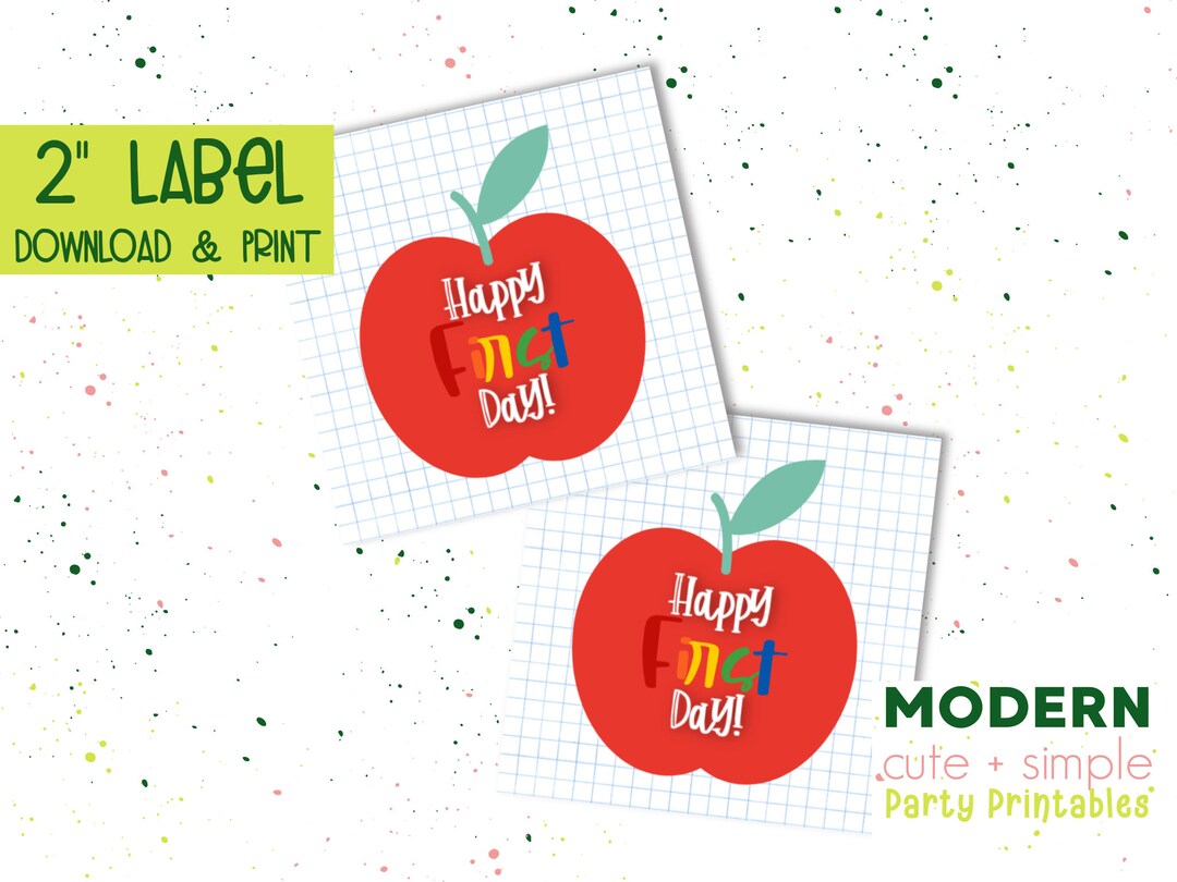 Back to School Apple Tag | Lunch Box Label 2"x2" SQUARE | Printable ...