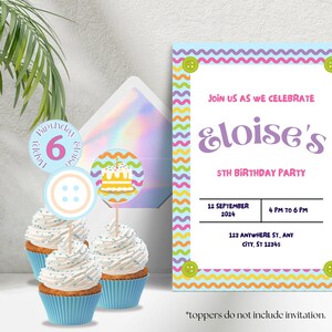 Ric Rac Party Cupcake Toppers Printable | Pastel Cute Zig Zag ...
