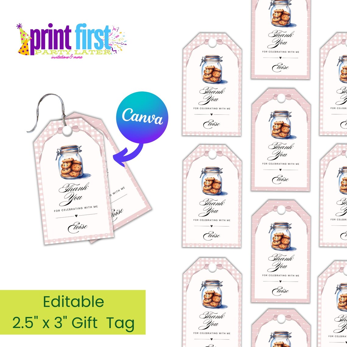 Milk and Cookies Gift Tag | 1st 2nd 3rd Party Party | Editable ...