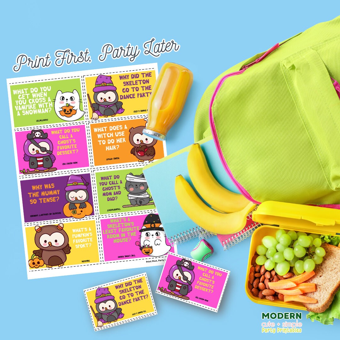 8 Printable Funny Halloween Lunch Box Notes for Kids | Printable ...